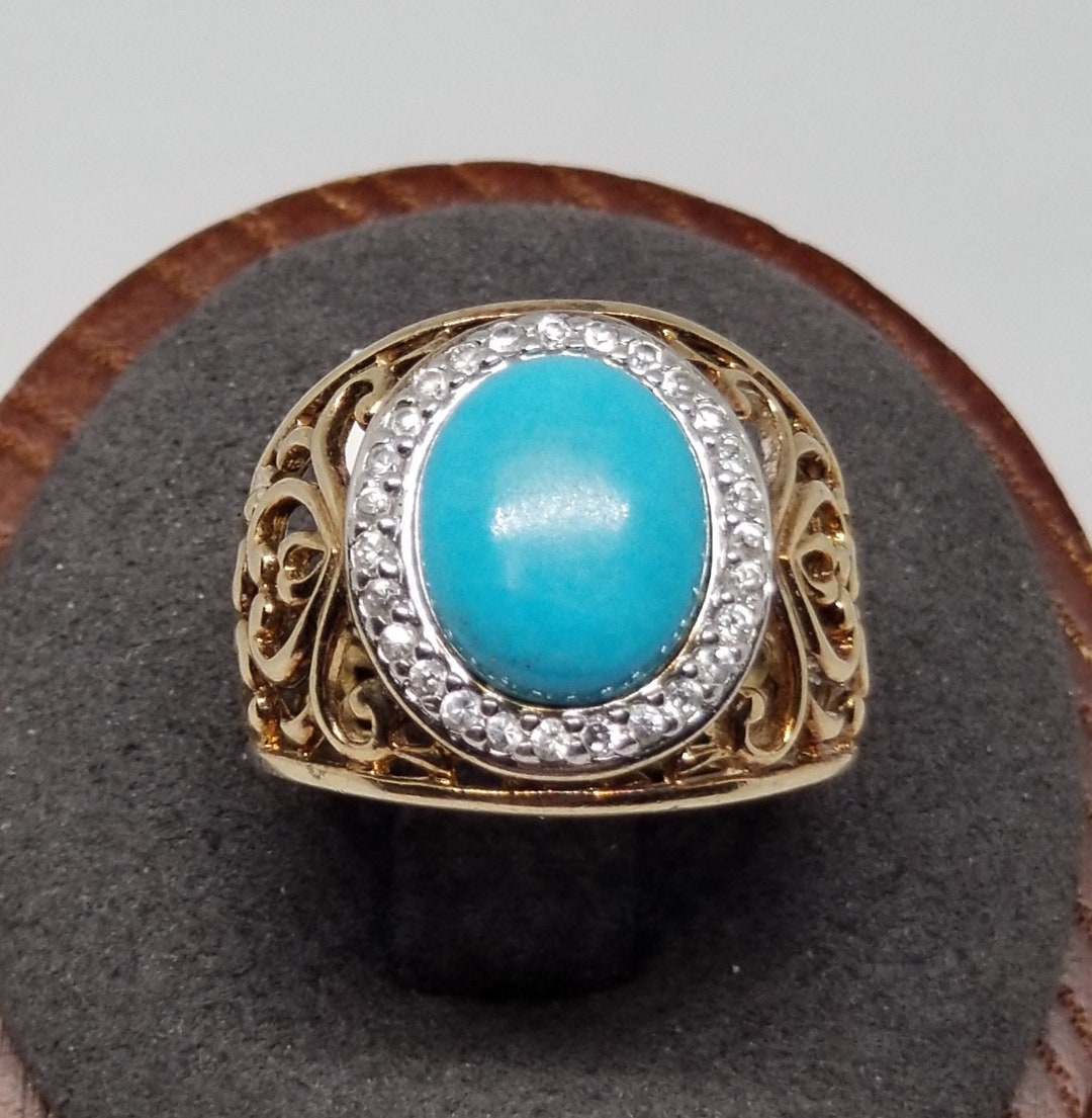 FA4962 Vintage Ross Simons China Gold Plated Sterling With Turquoise ...