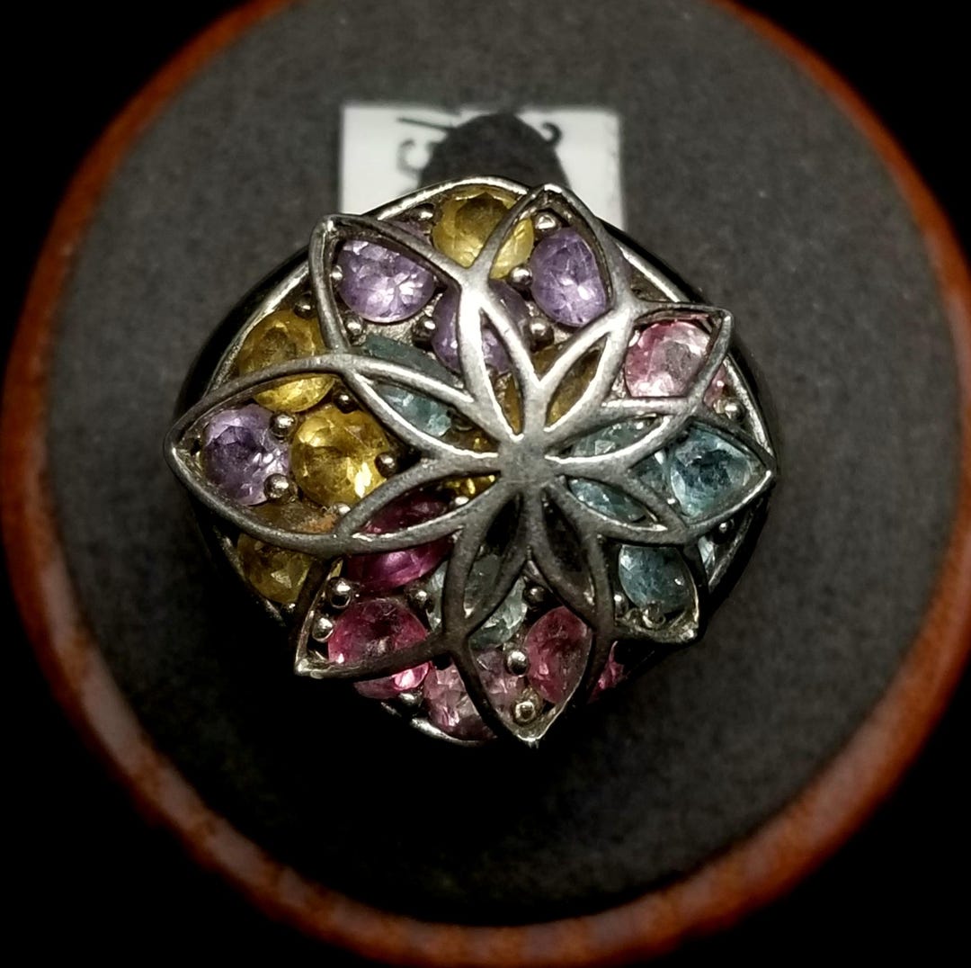 FA8227 Vintage TF China Sterling Multi Stone Ring Size 8. - Etsy