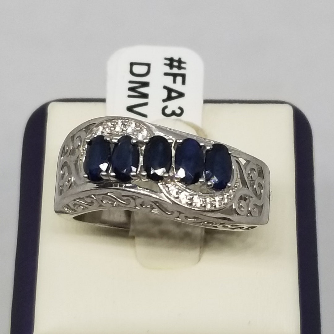 FA3879 Vintage BBJ Sterling With Sapphires Ring, Size 9.75. - Etsy