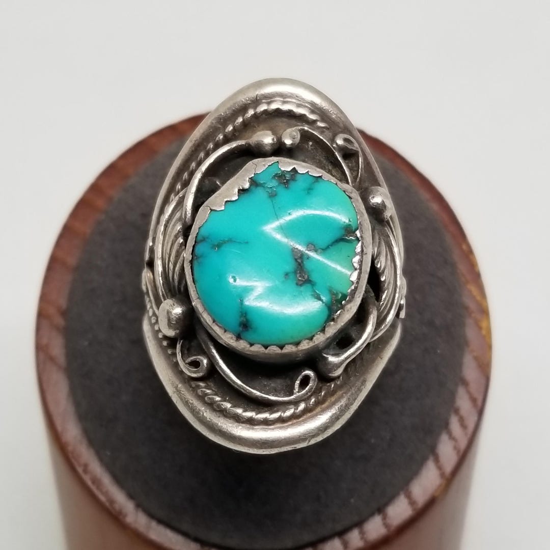 FA5586 Vintage DV Darrell Victor Sterling With Turquoise Ring, Size 10 ...