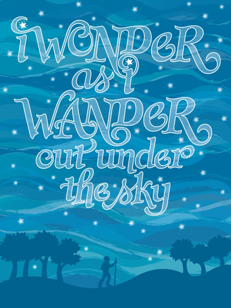 I Wonder as I Wander Handlettered Poster - Etsy