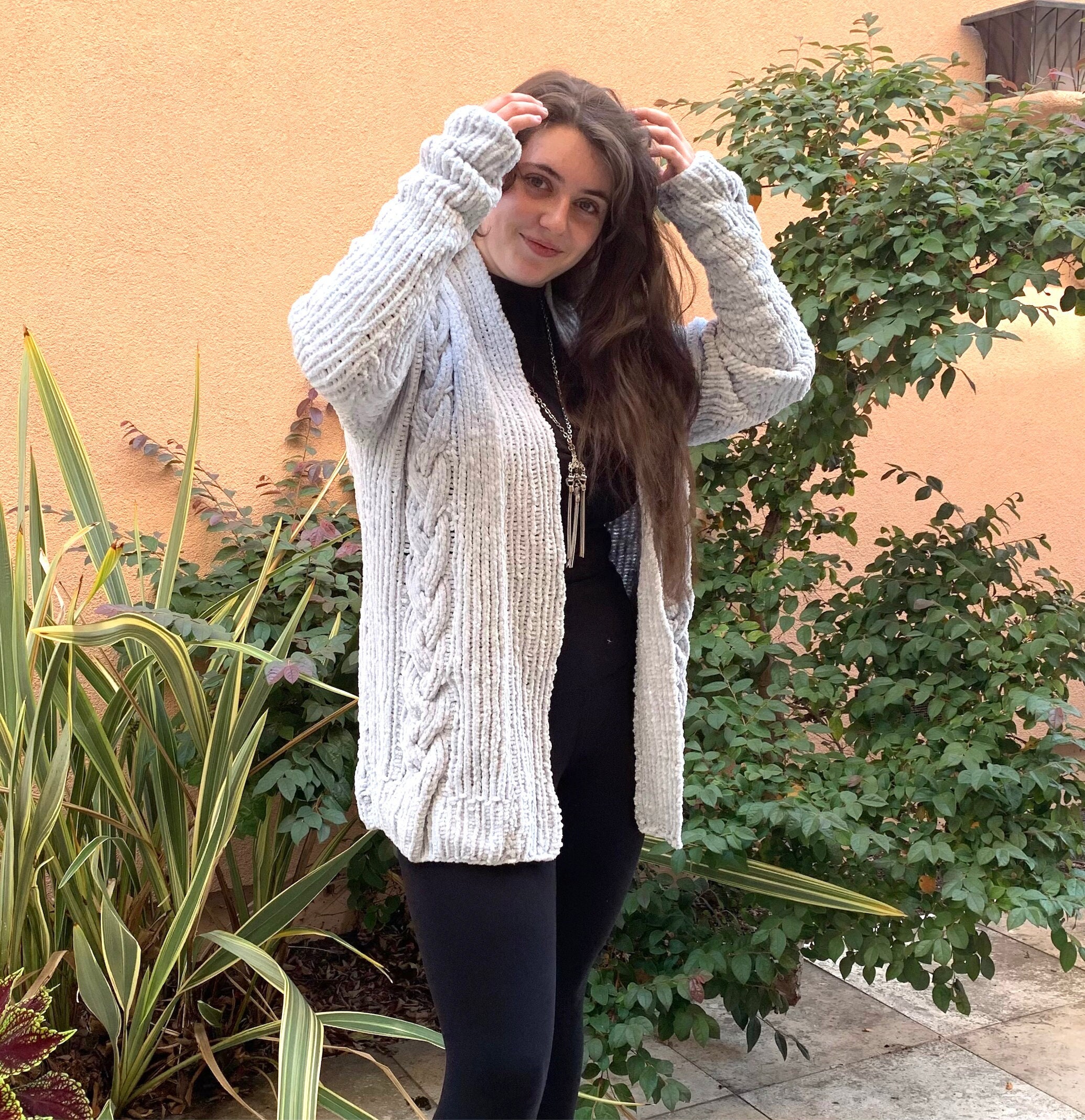 Chenille Cable Cardigan Knitting Pattern - Etsy