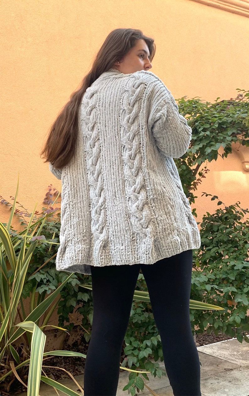 Chenille Cable Cardigan - Knitting Pattern - Etsy