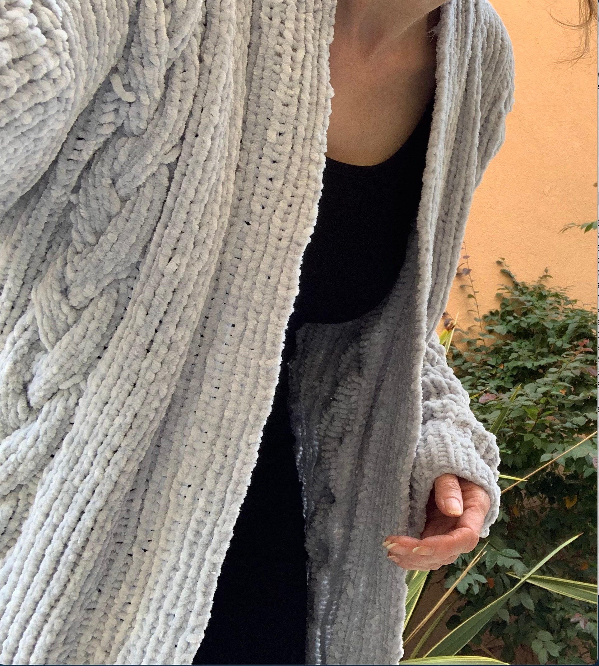 Chenille Cable Cardigan Knitting Pattern - Etsy