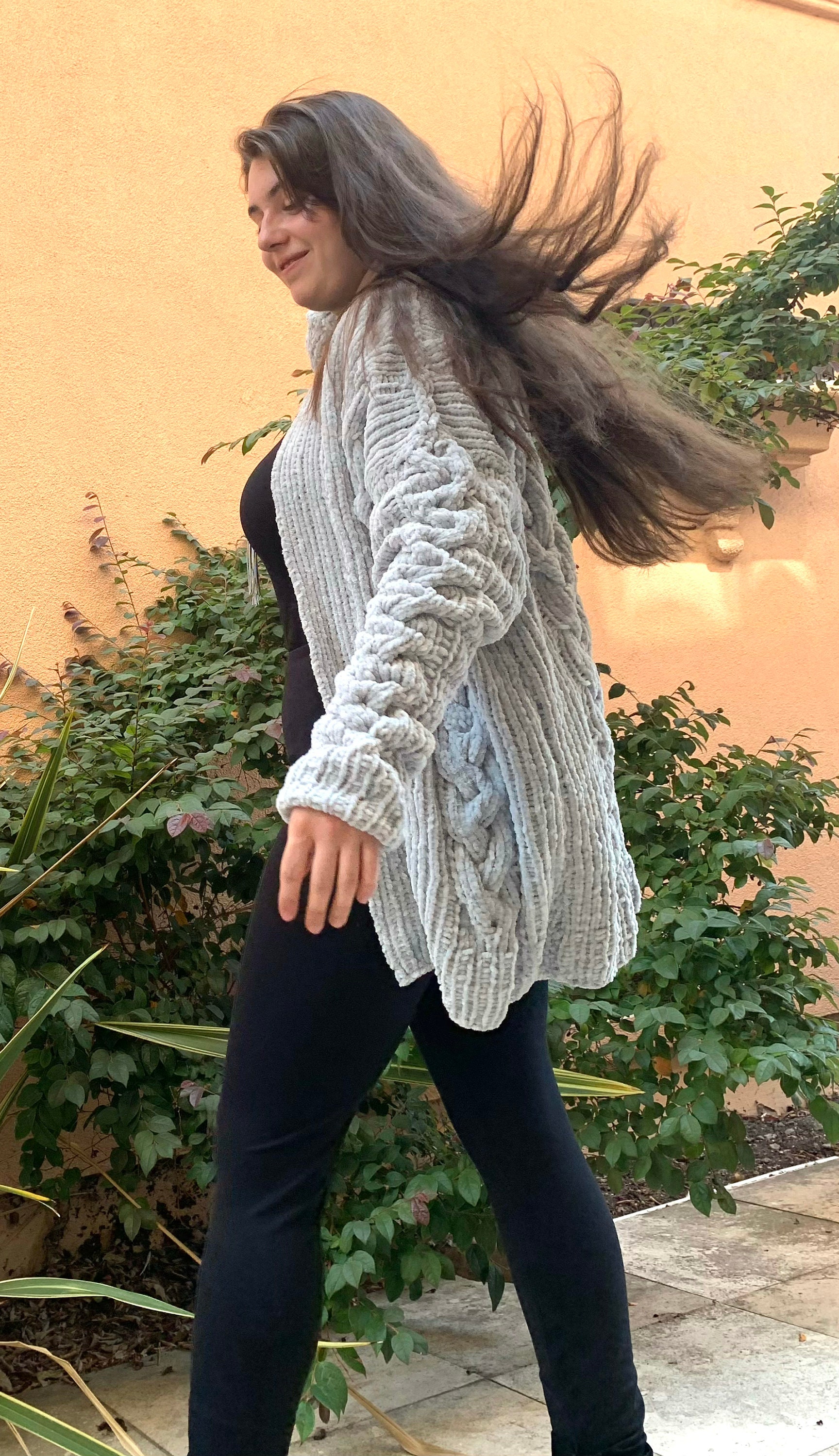 Chenille Cable Cardigan Knitting Pattern - Etsy