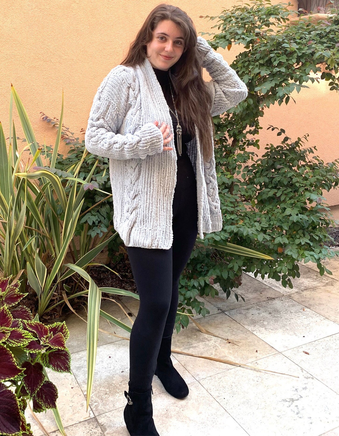 Chenille Cable Cardigan - Knitting Pattern - Etsy