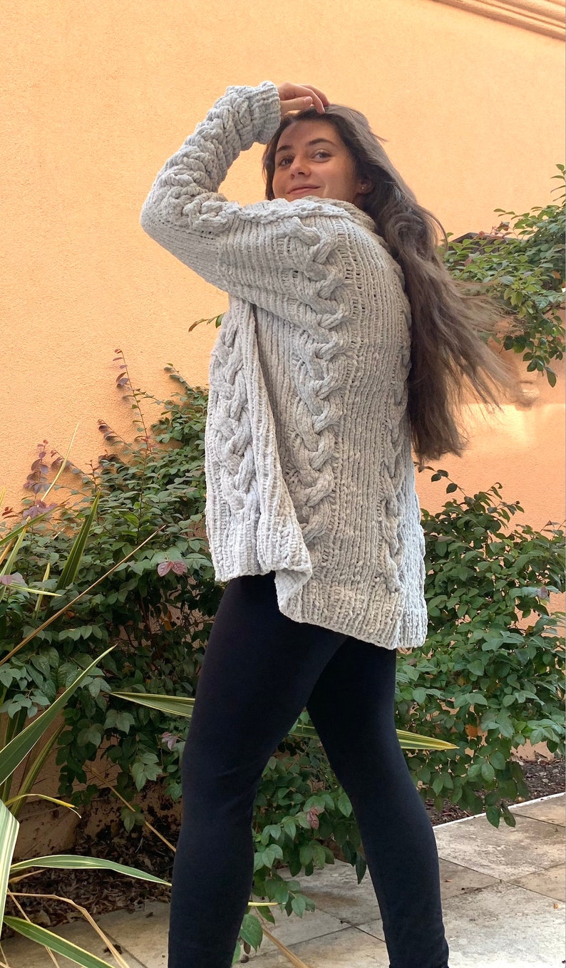 Chenille Cable Cardigan - Knitting Pattern - Etsy