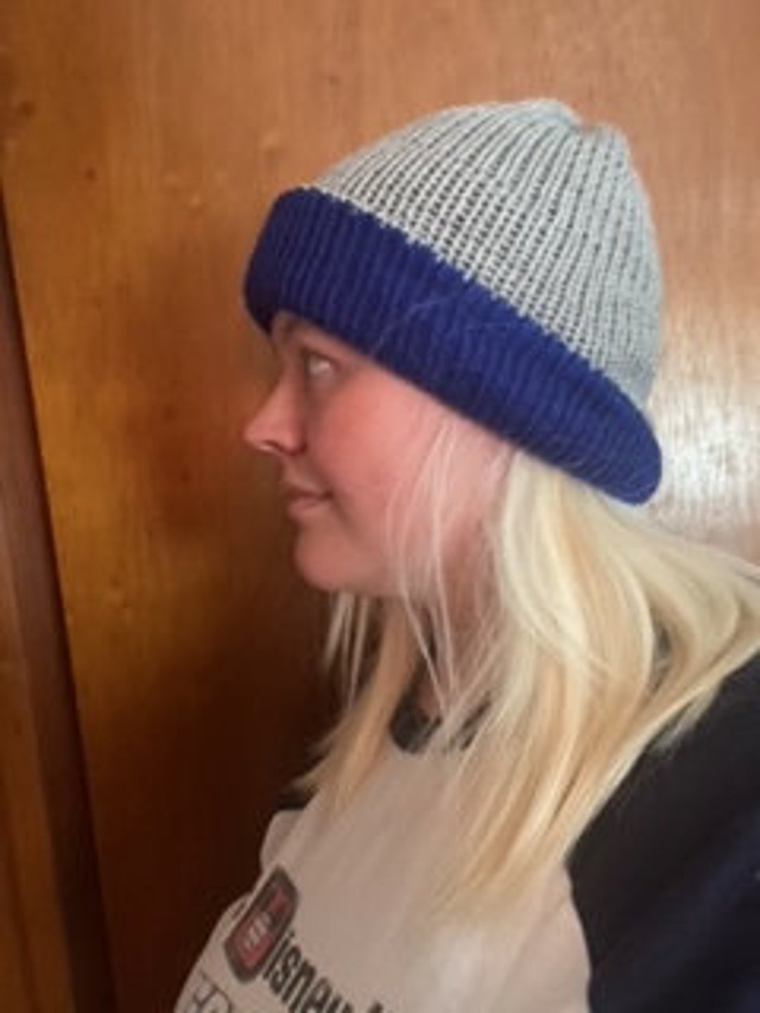 Reversible Blue/gray Double Knit Cap - Etsy