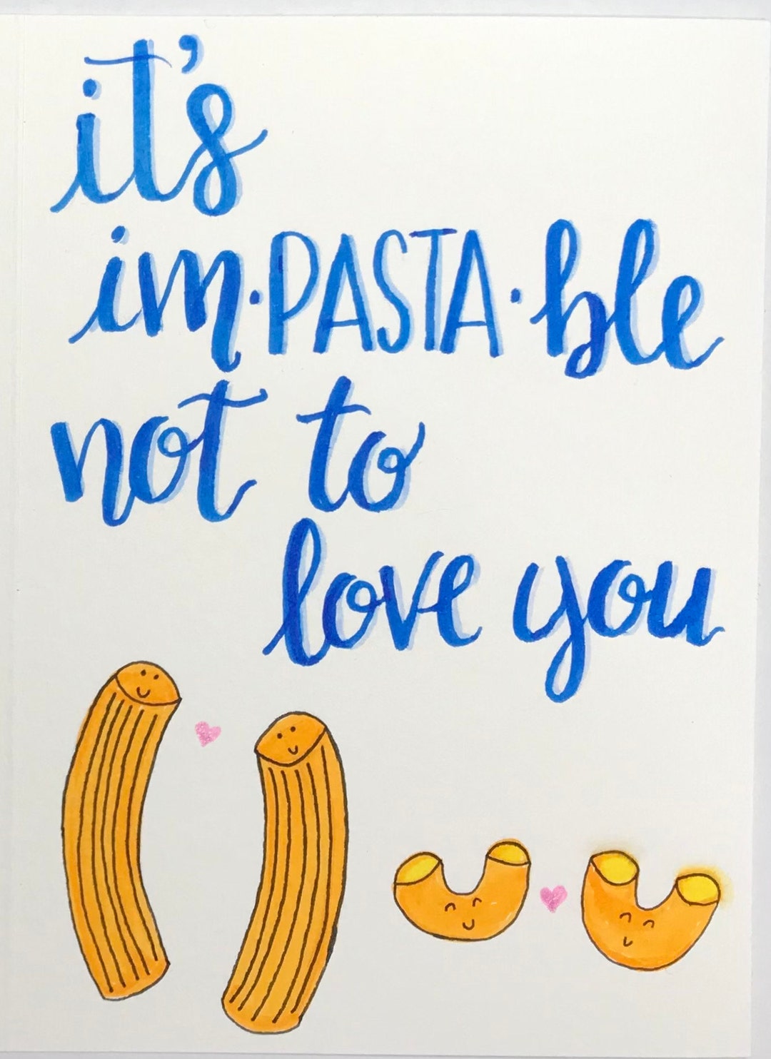 It's Impastable Not to Love You - Hand Drawn 5"x7" Greeting Card - Etsy