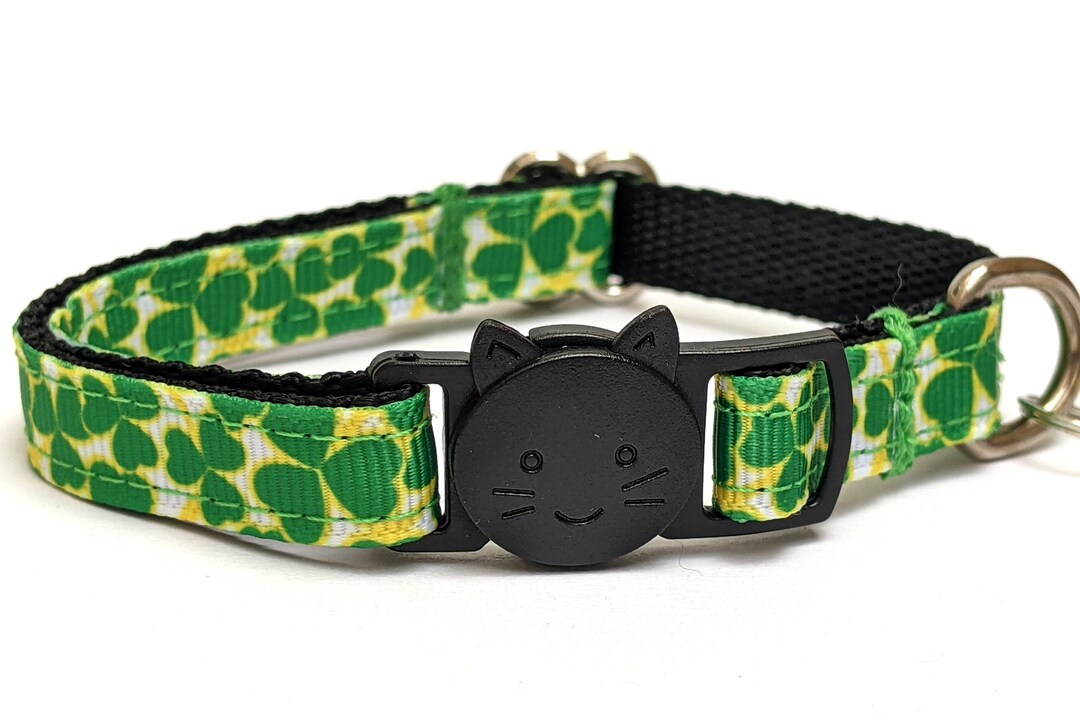 Clover Cat Collar - Green Shamrock Kitty Collar With Bell - St Patrick ...