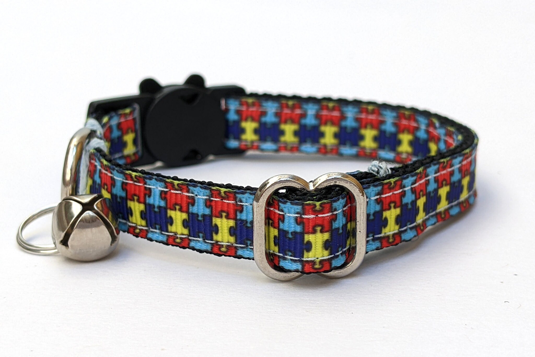 Jigsaw Puzzle Cat Collar - Colorful Autism Awareness Pattern ...