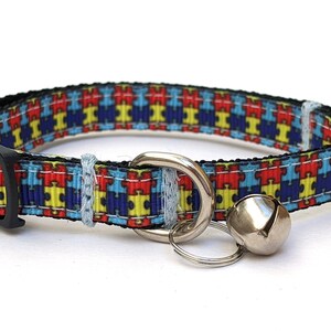 Jigsaw Puzzle Cat Collar - Colorful Autism Awareness Pattern ...