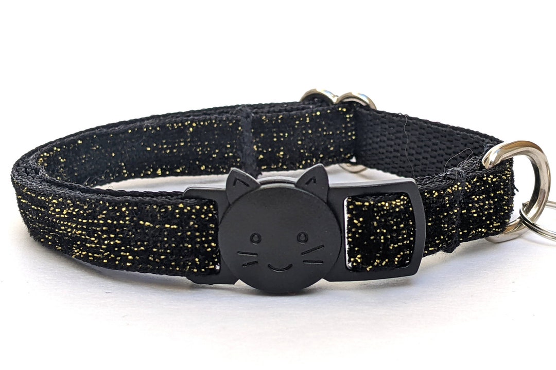 Black Sparkly Velvet Cat Collar - Shiny Soft Breakaway Kitty Collar ...