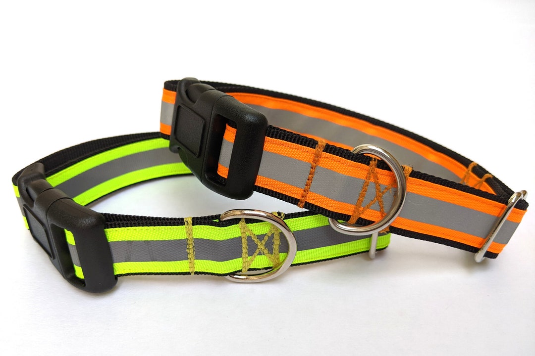 Reflective Dog Collar Bright Orange or Neon Yellow for - Etsy