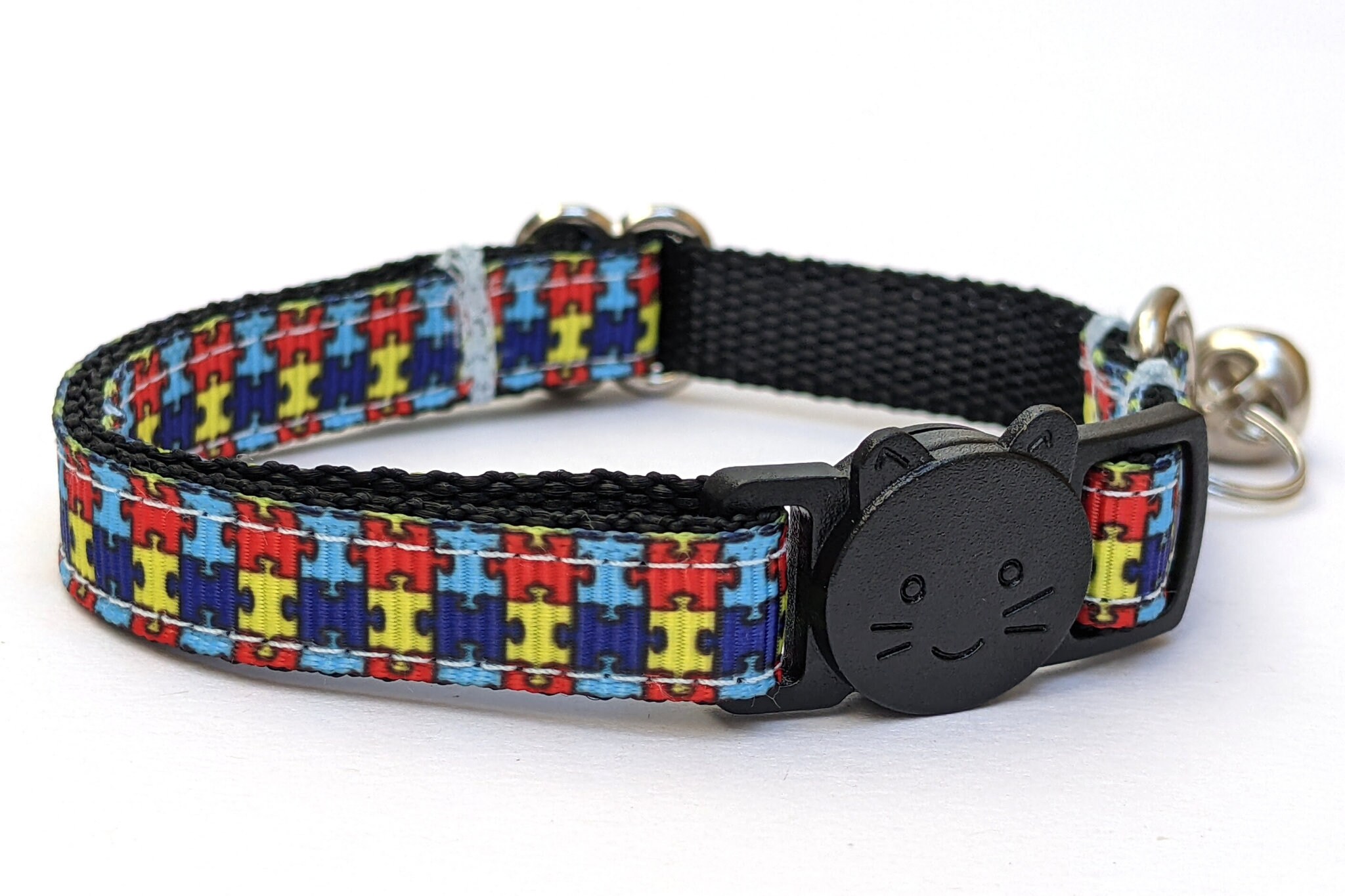Jigsaw Puzzle Cat Collar - Colorful Autism Awareness Pattern ...