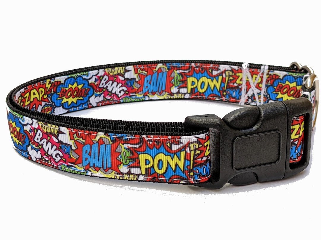 Superhero Comics Dog Collar - DC, Marvel, Bang! Bam! Zap! Pow! - Etsy