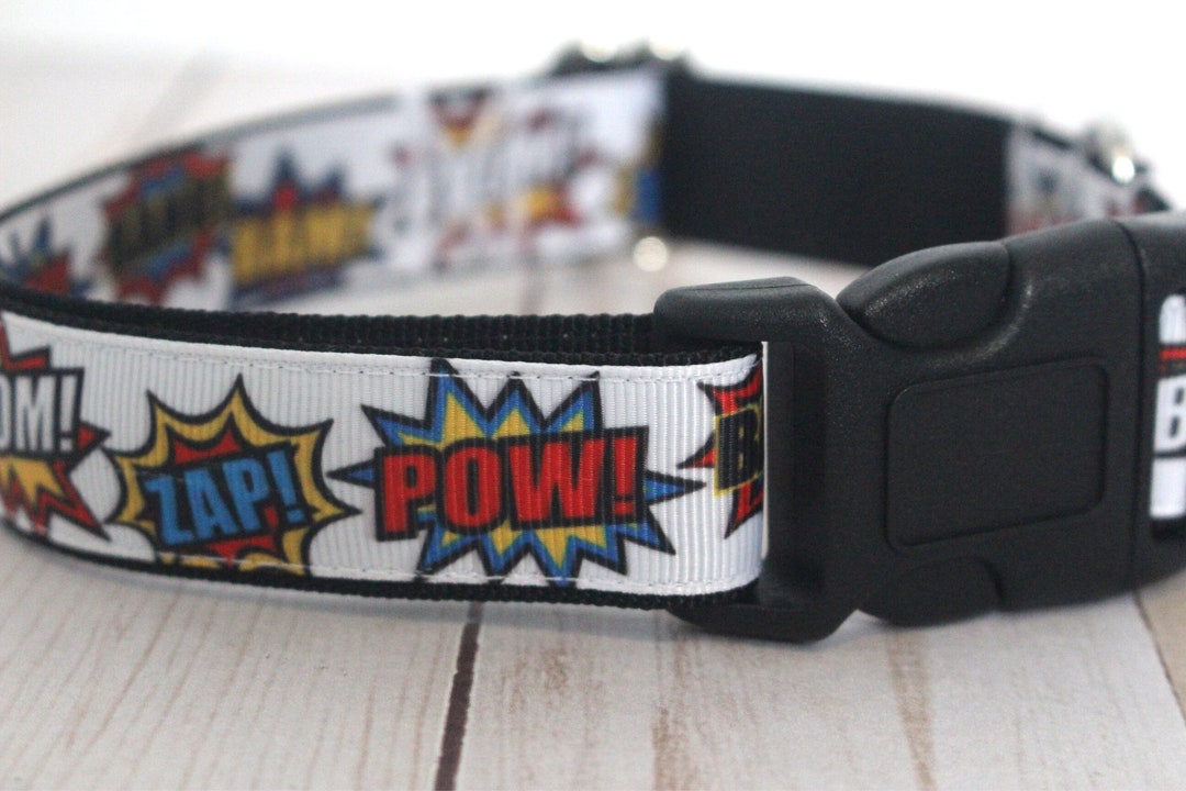 Comic Book Dog Collar Boom, Zap, Pow Superhero Collar for Male, Boy ...