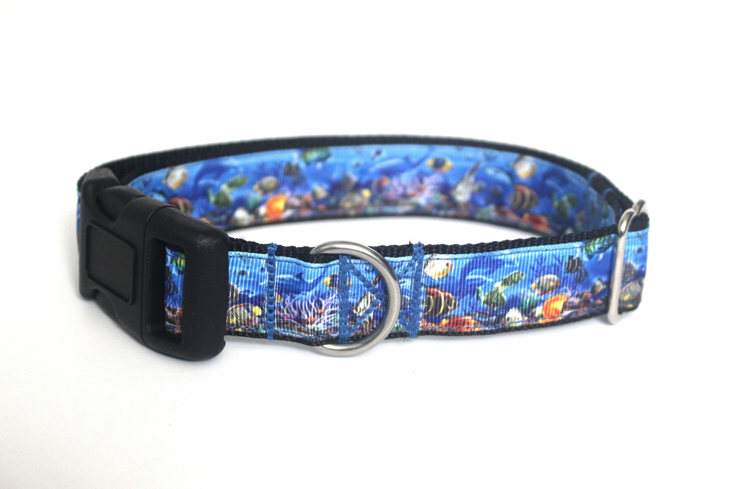 Underwater Ocean Dog Collar Blue Fish Coral Dolphins Pet | Etsy