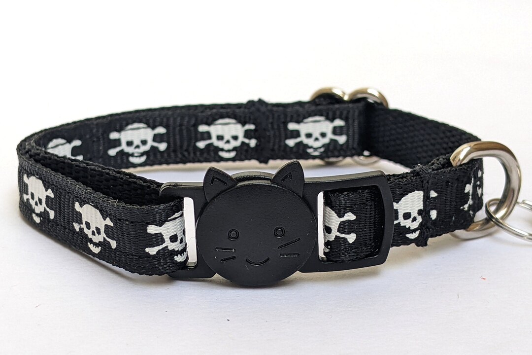 Skull and Crossbones Cat Collar - Breakaway Safety Kitty Collar With ...