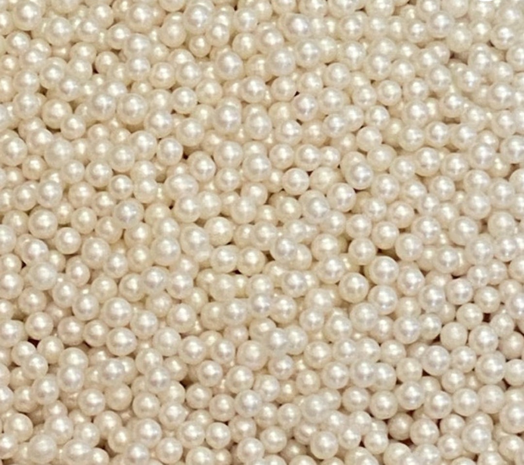 Ivory PEARL Candy Beads, Sprinkles, Ivory Candy Pearls, 4MM, 2 Ounce or ...