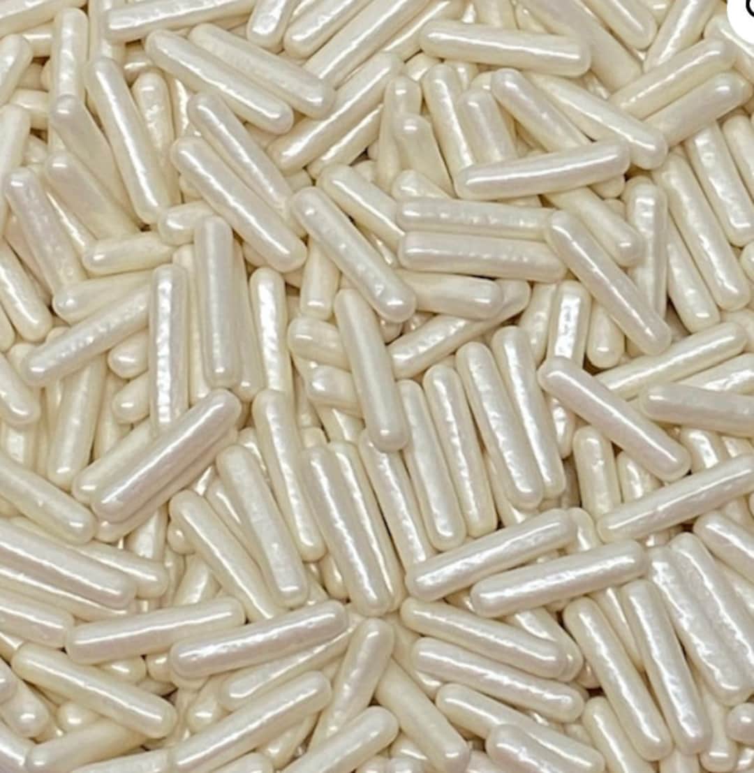 PEARLIZED IVORY RODS Sprinkles, White Sprinkles, 2 or 4 Ounces, Thick ...