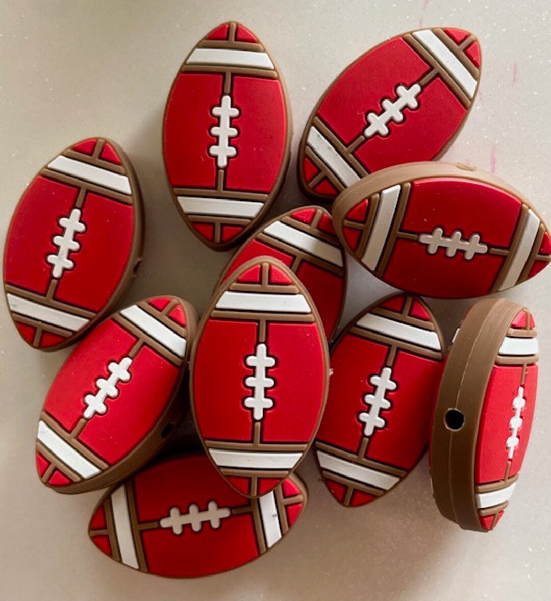 FOOTBALL FOCAL BEAD , Focal Beads, Football Silicone Beads, Silicone ...