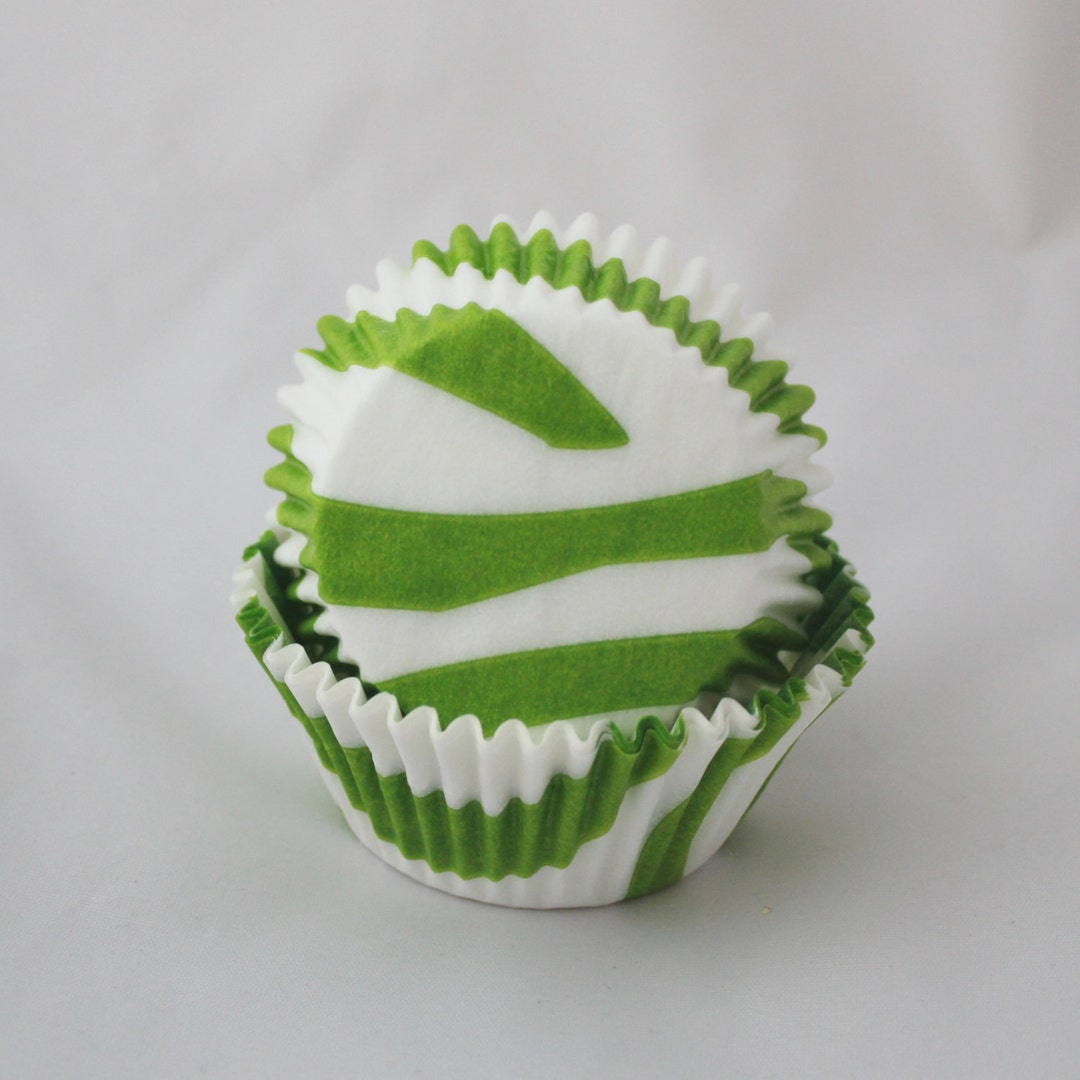 Zebra Lime Green & White Baking Cups - Etsy
