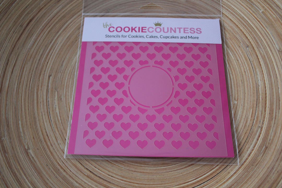 HEARTS MONOGRAM Cookie Countess, Cookie Stencil/cupcake Stencil - Etsy