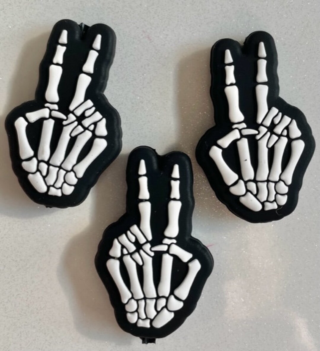 SKELETON HAND PEACE Focal Bead , Focal Beads, Skeleton Peace Hand ...