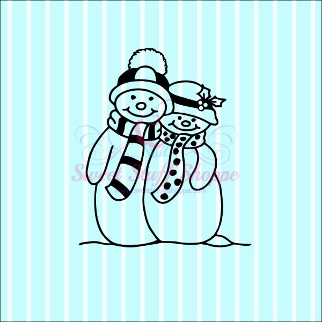SNOWMAN COUPLE PYO Silk Screen, Cookie Silk Screen, Silk Screen Cookie ...