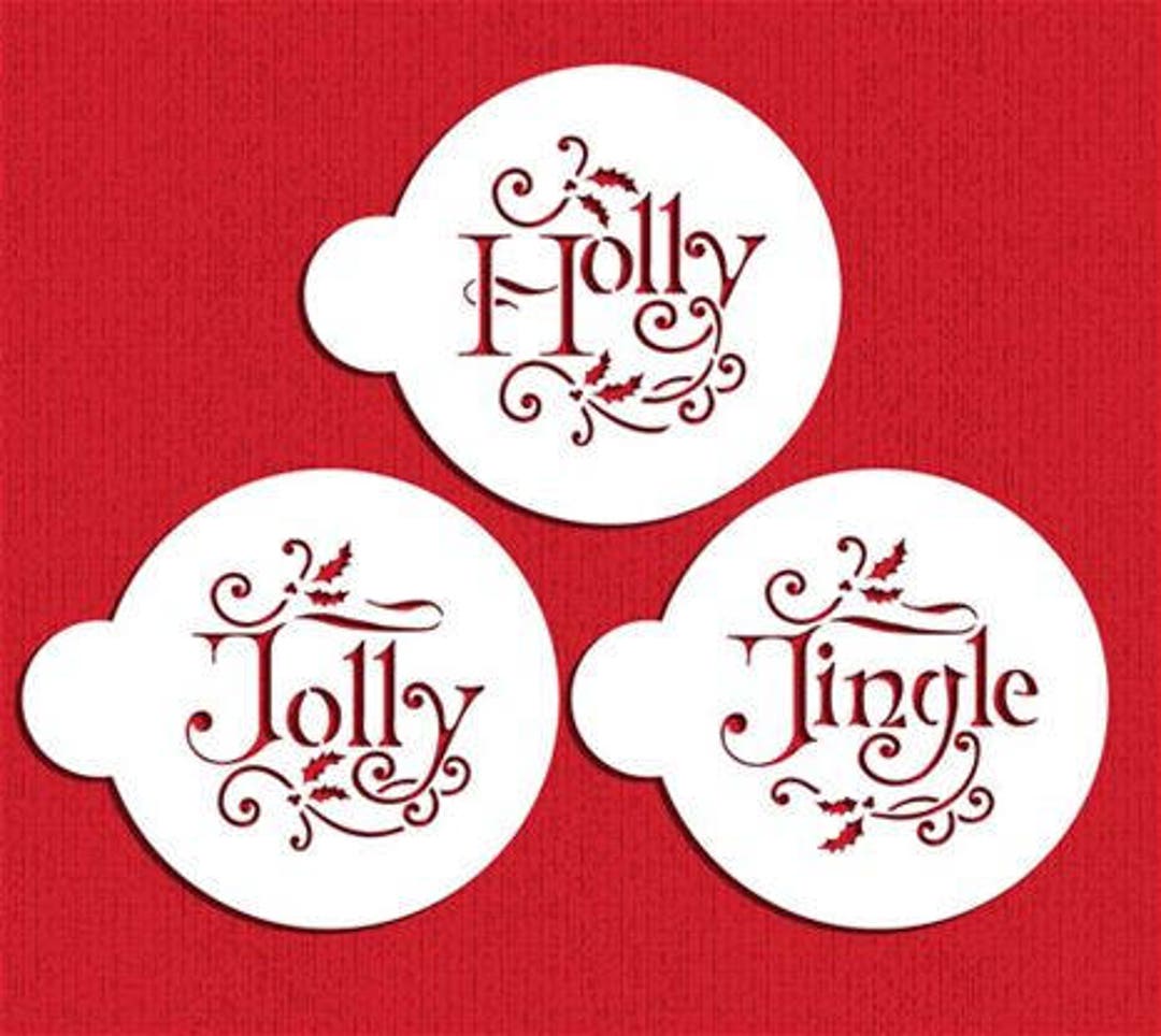HOLLY, JOLLY, JINGLE Cookie Stencil Set "designer Stencils" - Etsy
