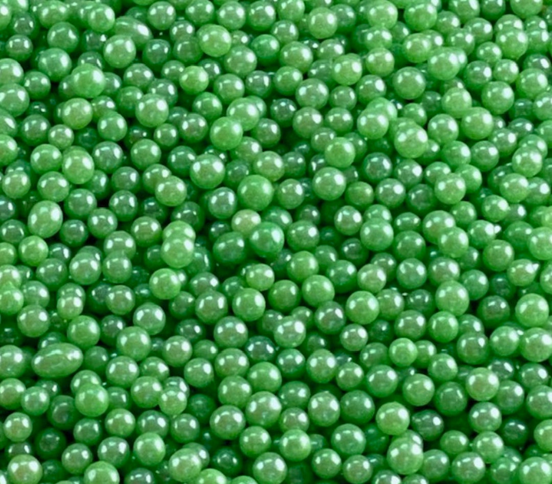 PEARL GREEN Candy BEADS, Sprinkles , Green, 4 Ounces, Candy Pearls, 4MM ...