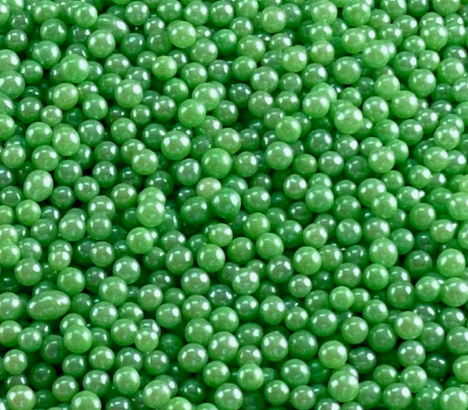 PEARL GREEN Candy BEADS, Sprinkles , Green, 4 Ounces, Candy Pearls, 4MM ...