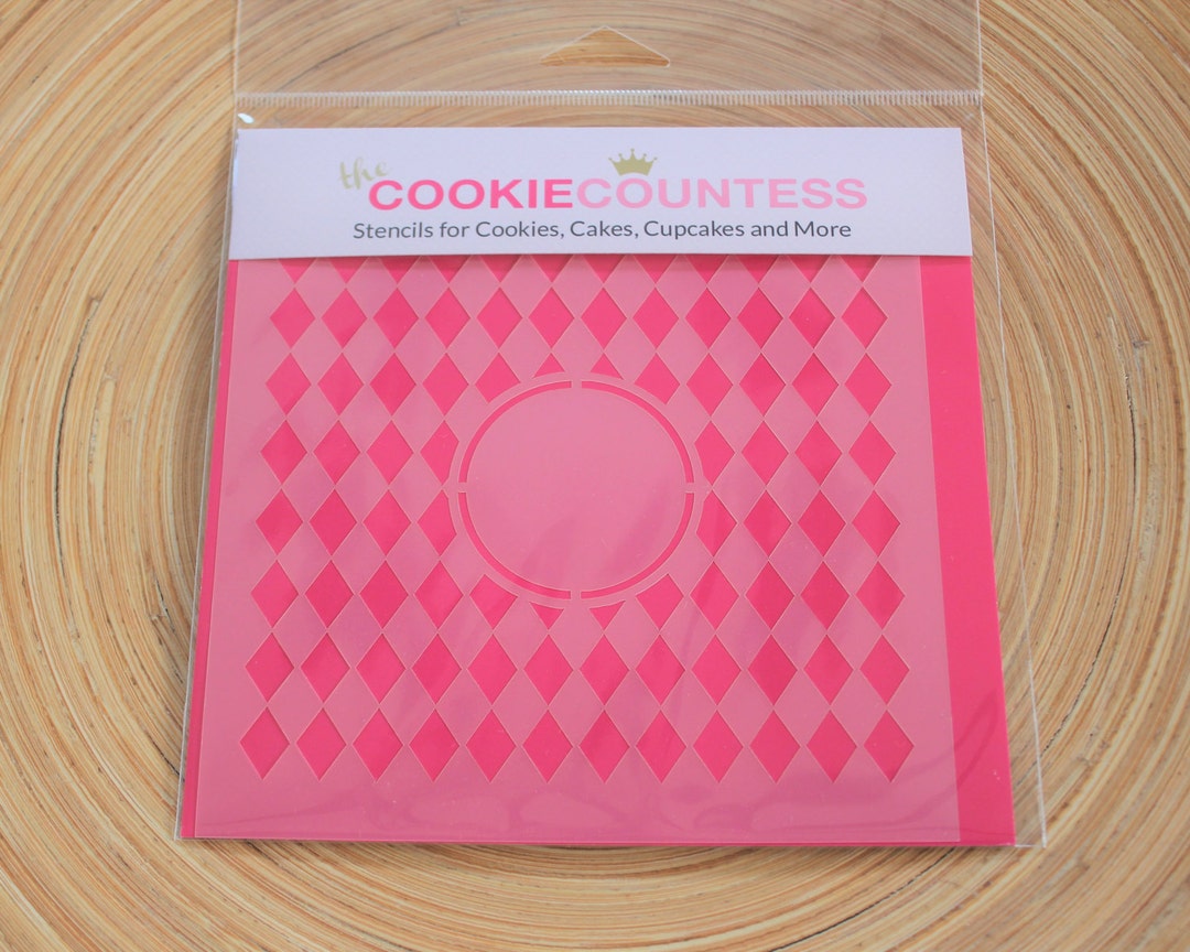 HARLEQUIN MONOGRAM STENCIL, Cookie Countess, Cookie Stencil/cupcake ...