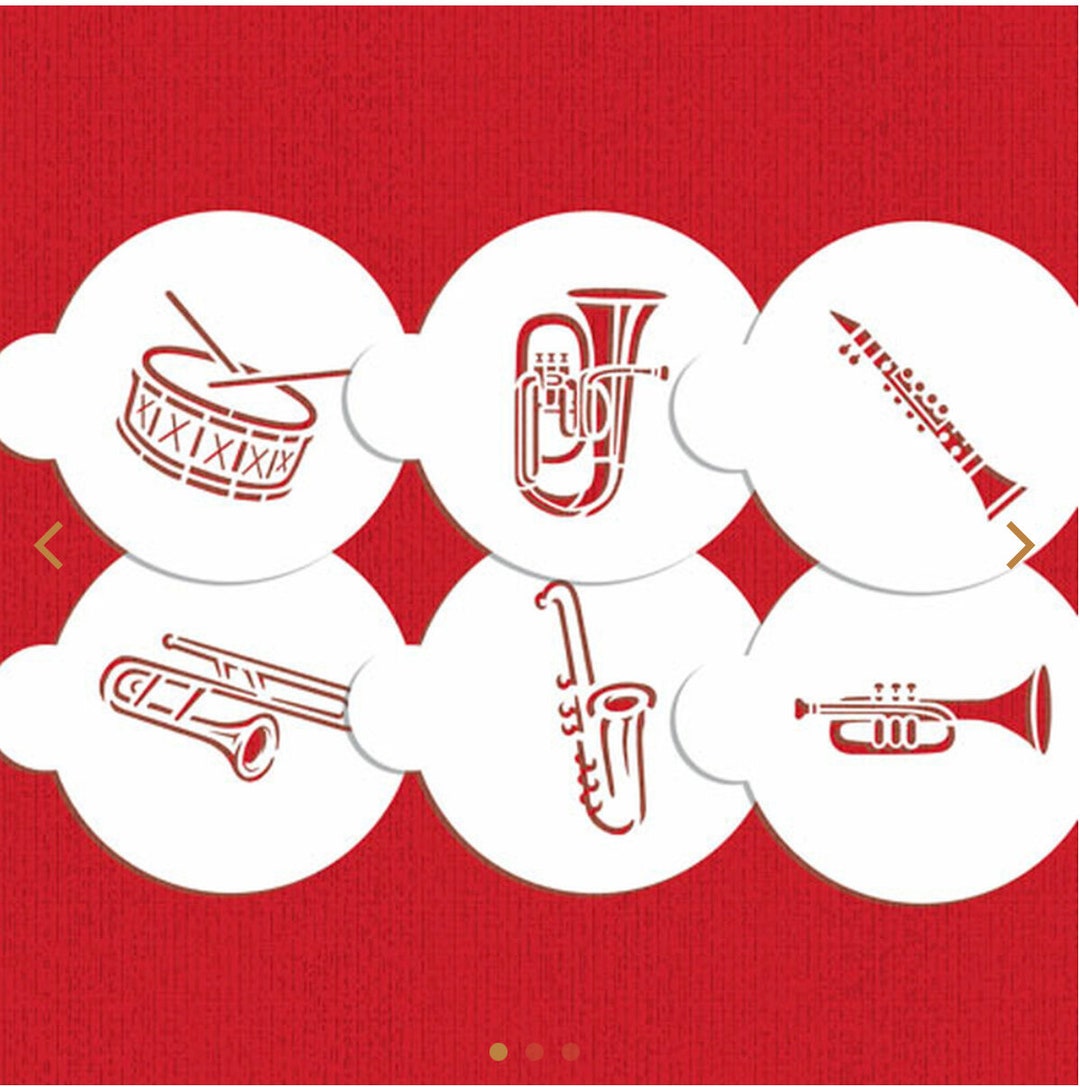 MARCHING BAND INSTRUMENTS Cookie Stencil Set designer Stencils - Etsy