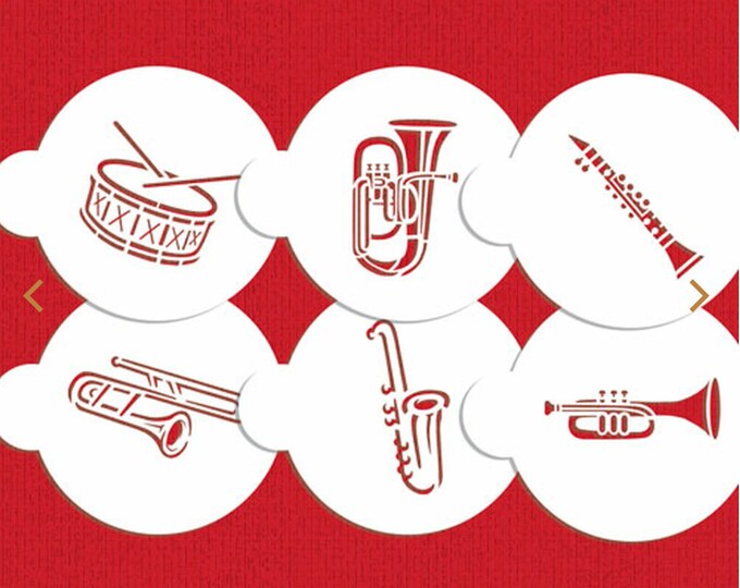 MARCHING BAND INSTRUMENTS Cookie Stencil Set designer Stencils - Etsy