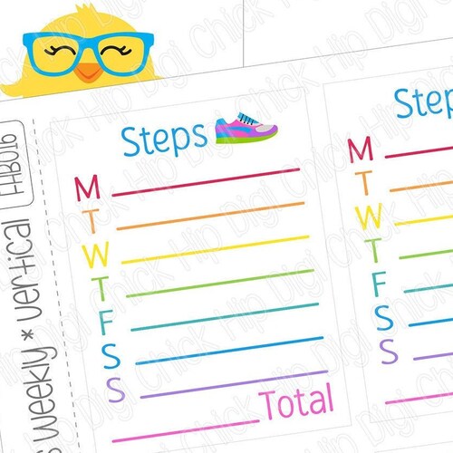 Daily Steps Tracker VERTICAL Planner Stickers Weekly Sidebar - Etsy