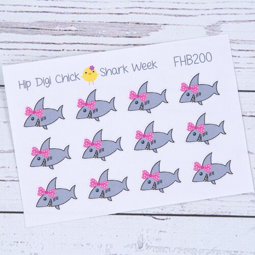 New Smaller Size Shark Week Period Tracker Planner Stickers - Etsy