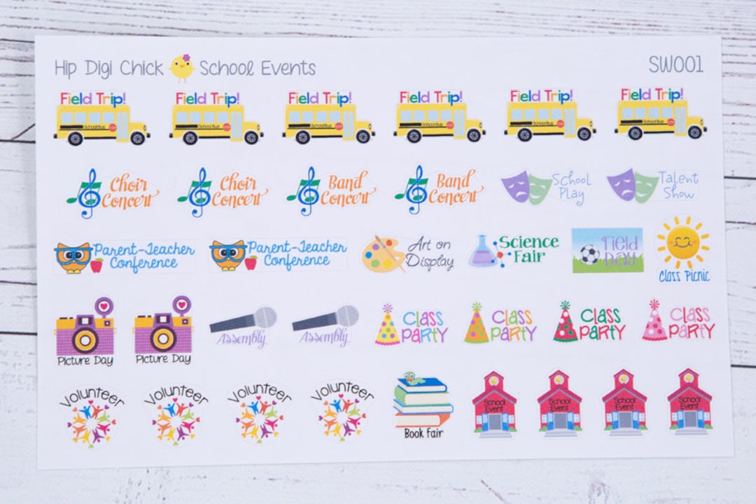 School Events Planner Stickers - Etsy