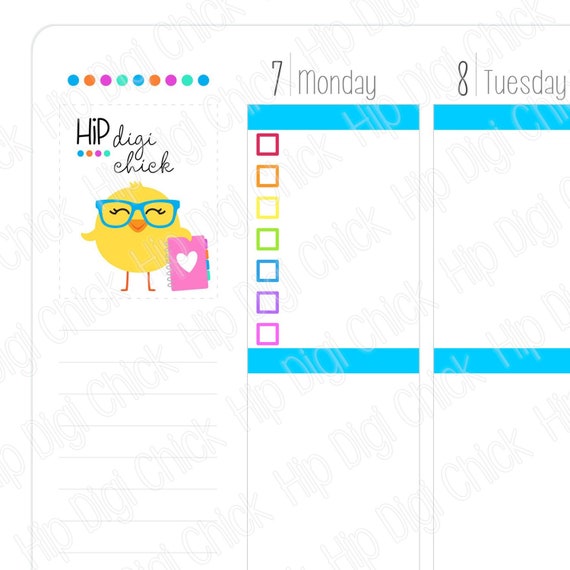 Checklist to Do List Squares Full Box Sidebar Planner Stickers - Etsy