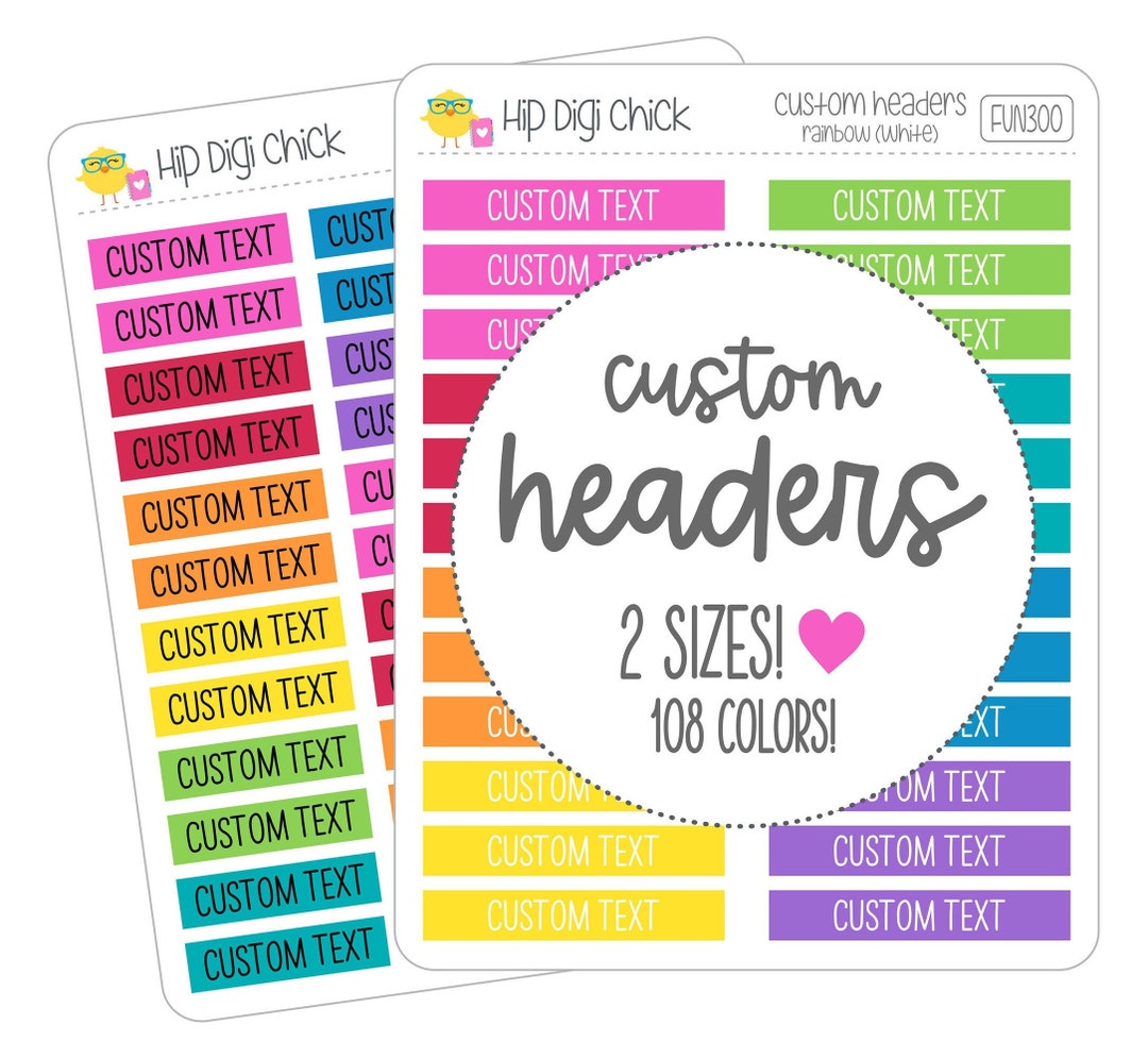 Custom Text Header Planner Stickers - Etsy