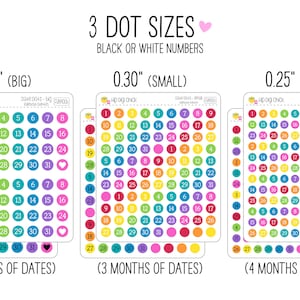 Monthly Date Dots Number Planner Stickers - Etsy