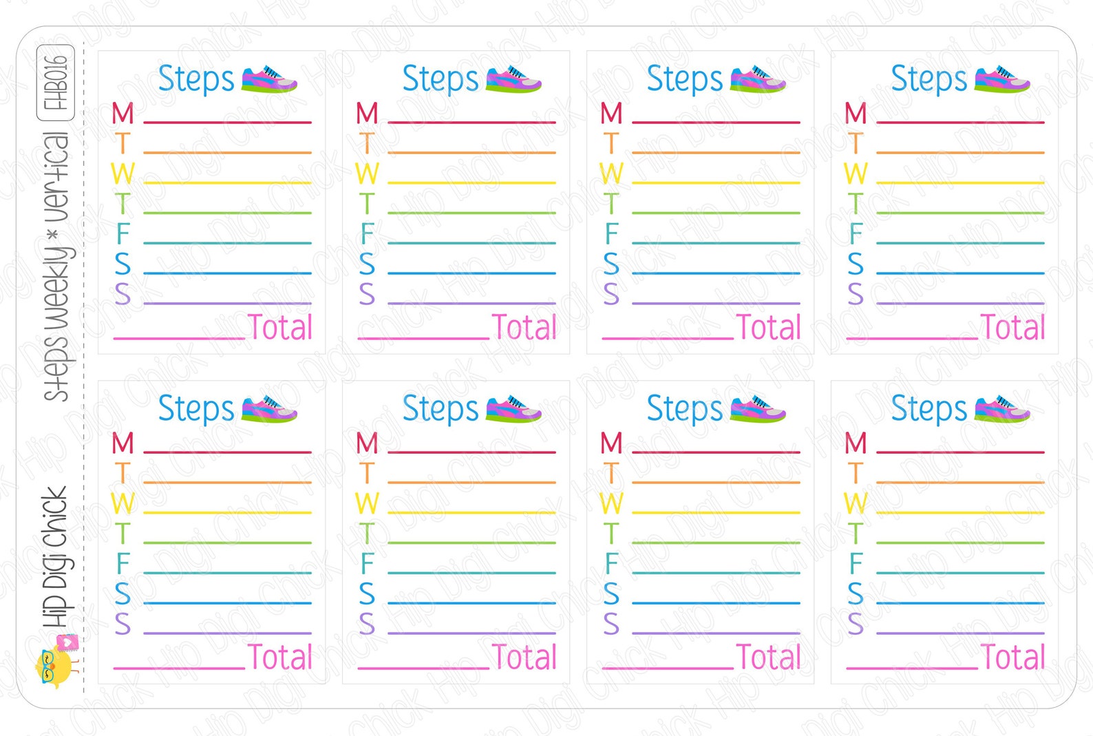Daily Steps Tracker VERTICAL Planner Stickers Weekly Sidebar - Etsy UK