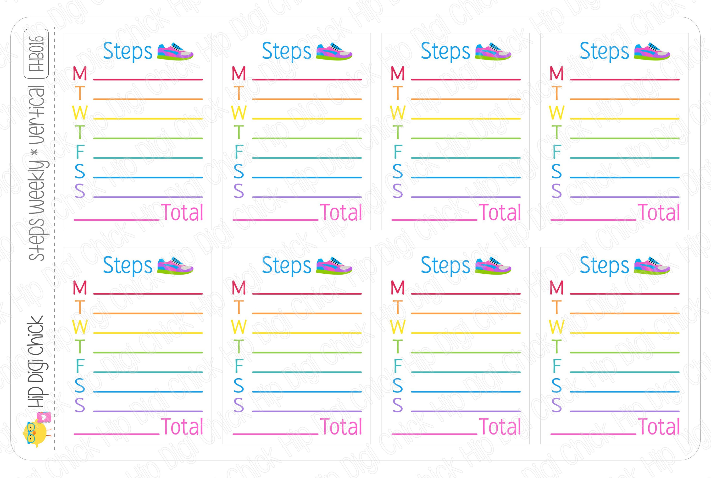 Daily Steps Tracker VERTICAL Planner Stickers - Weekly Sidebar - Etsy