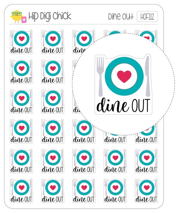 Dine Out Planner Stickers Lunch Dinner Food Meals - Etsy