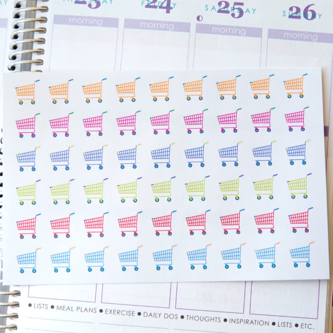 Grocery Shopping Planner Stickers - Carts - Etsy