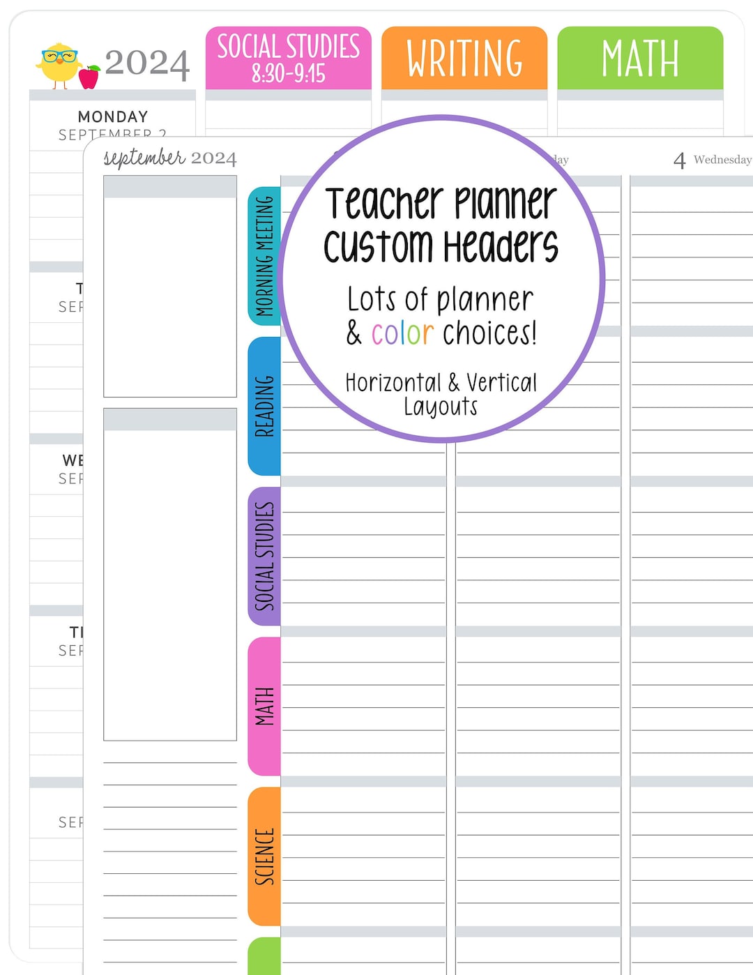 Custom Teacher Planner Subject Header Stickers - Etsy