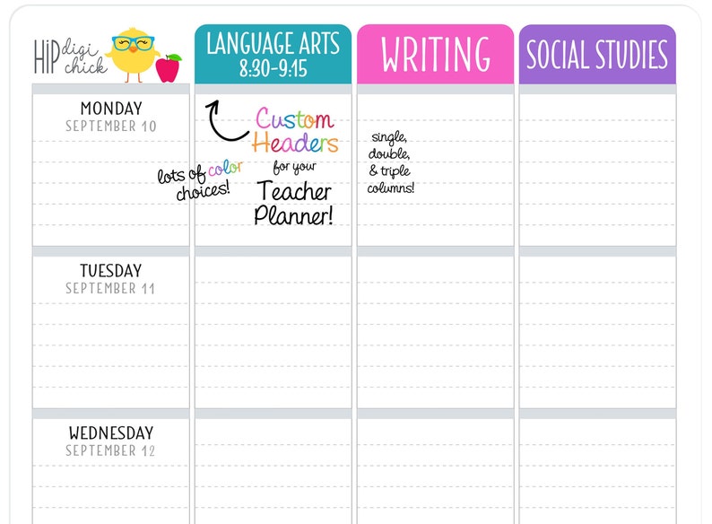Custom Teacher Planner Subject Header Stickers - Etsy