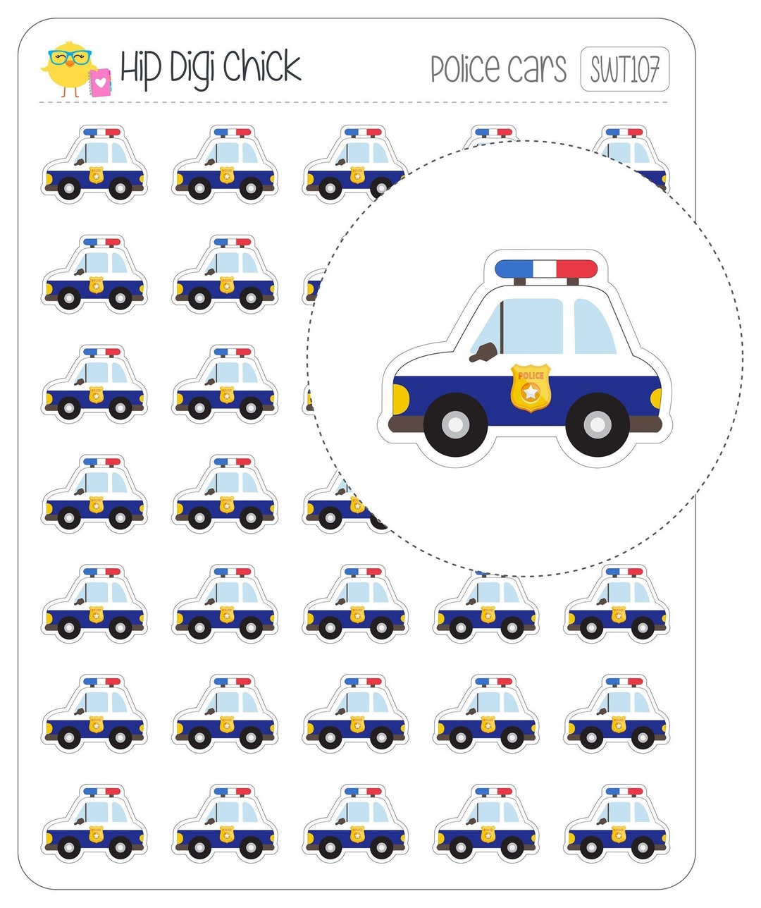 Police Car Work Planner Stickers - Etsy
