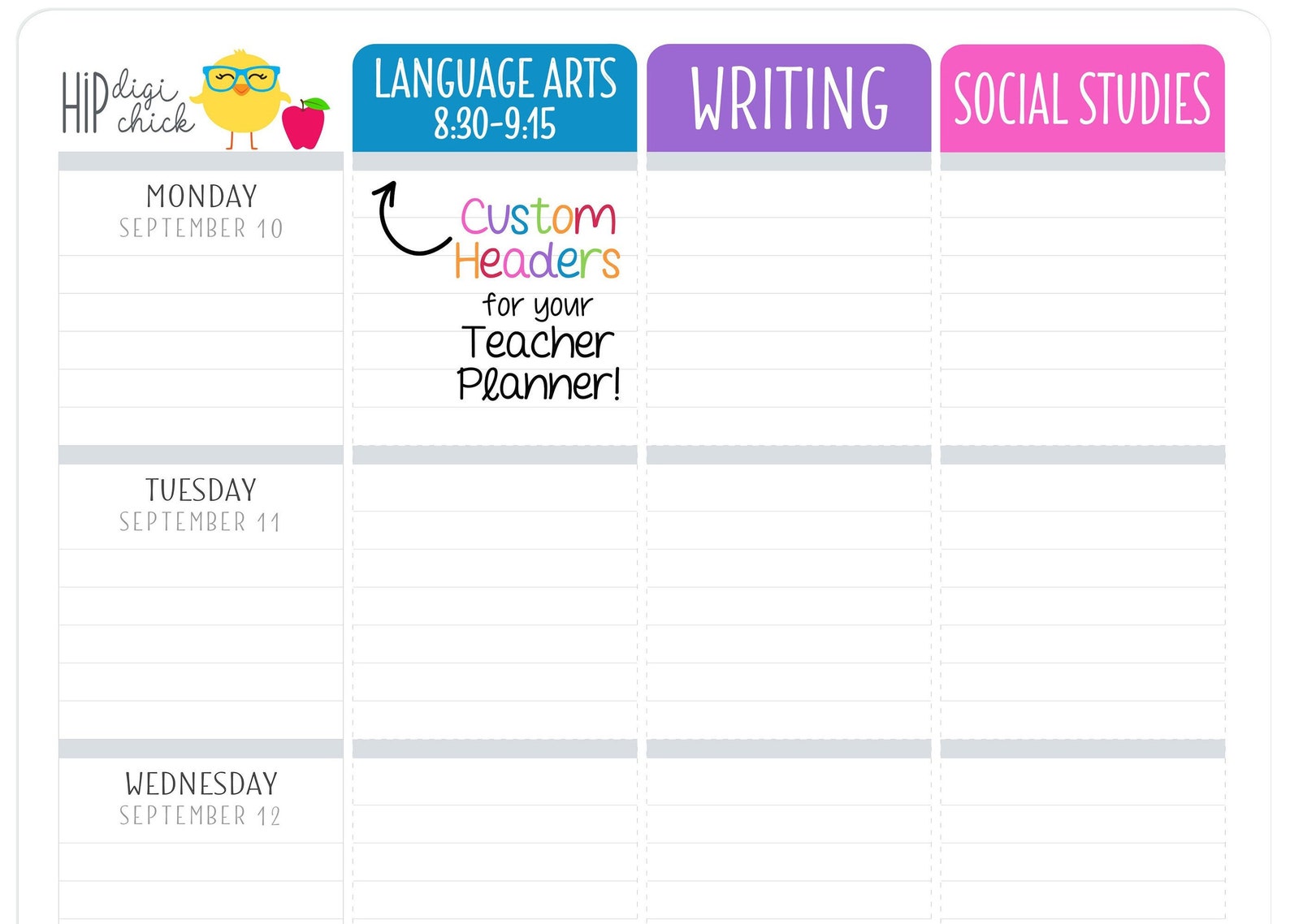 Custom Teacher Planner Subject Header Stickers | Etsy